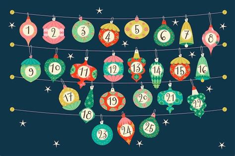 Calendario De Adviento Para Navidad Vector Gratis