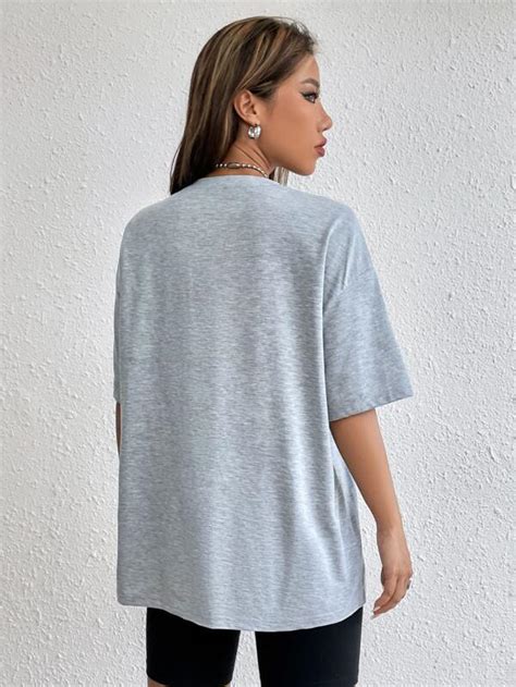 SHEIN EZwear Solid Drop Shoulder Tee SHEIN USA