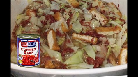 FILIPINO FOOD Corned Beef With Cabbage Tofu Mura At Masarap Na