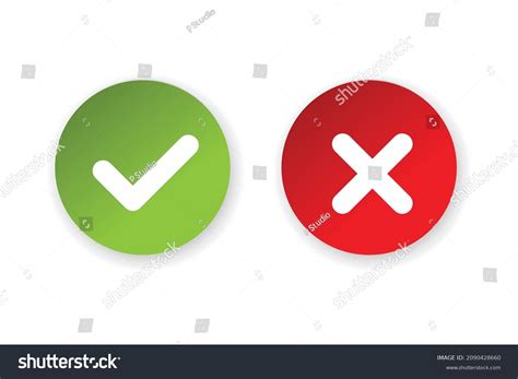 Vektor Stok Tick Cross Signs Green Checkmark Ok Tanpa Royalti