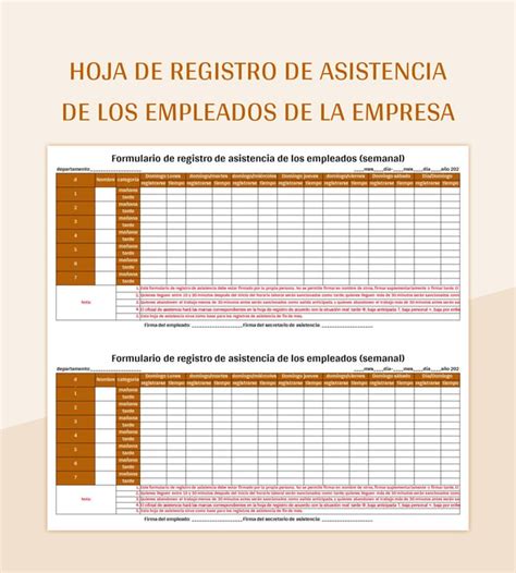 Plantilla De Excel Hoja De Registro De Asistencia De Los Empleados De