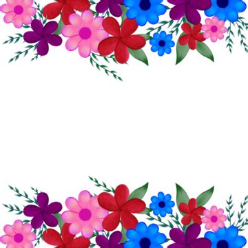 Watercolor Flowers Border Bouquet Watercolor Flower Watercolor