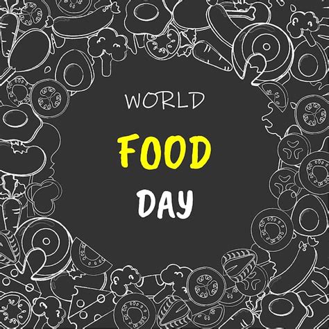 D A Mundial De La Alimentaci N Dibujado A Mano Con Varios Alimentos Y