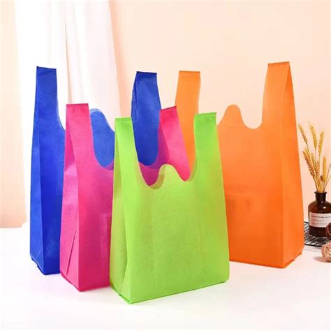 50 Pcs Sando Eco Bag Plain Reusable Tote Bag Non Woven Shopping Vest
