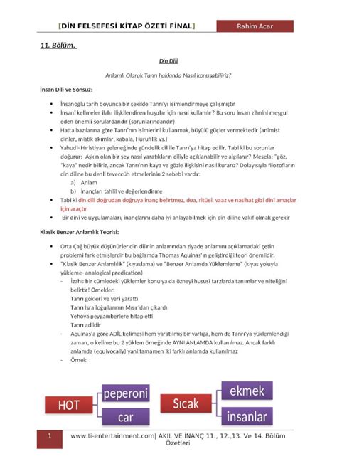 DOCX Din Felsefesi Kitap Özeti Final Tİ Entertainmentti