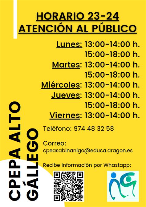 Nuevo Horario De Atenci N Al P Blico Cpepa Alto G Llego