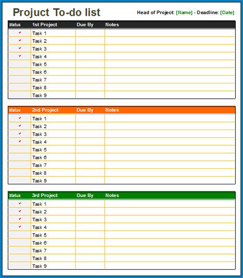 Free Printable Excel Task List Template