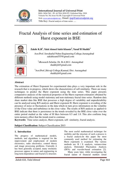 pdf international journal of universal print title key fractal analysis of time series