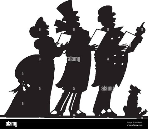 Christmas Carolers 2 Retro Clipart Illustration Stock Vector Image