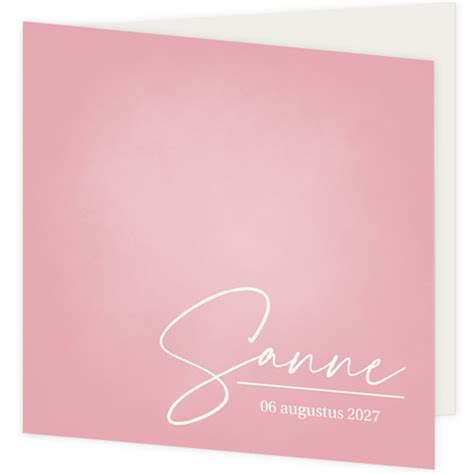 Minimalistisch Roze Geboortekaartje Geboortekaartjes Nl