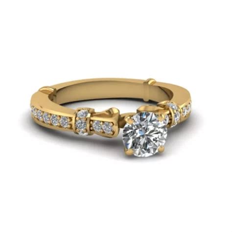 BAGUE DE MARIAGE En Or Jaune 18 Carats Solitaire GIA IGI Ronde 0 80