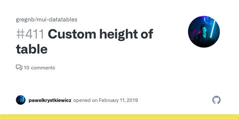 Custom Height Of Table Issue 411 Gregnb Mui Datatables GitHub
