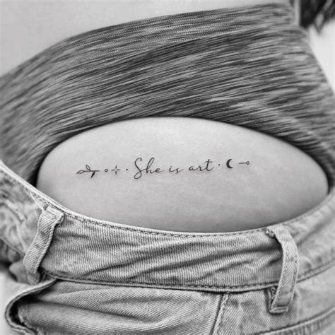 She Is Art Lettering Tattoo Handwritten On The Hip