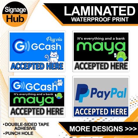 GCASH MAYA PAYPAL Signs Laminated Or Tarpaulin Signage