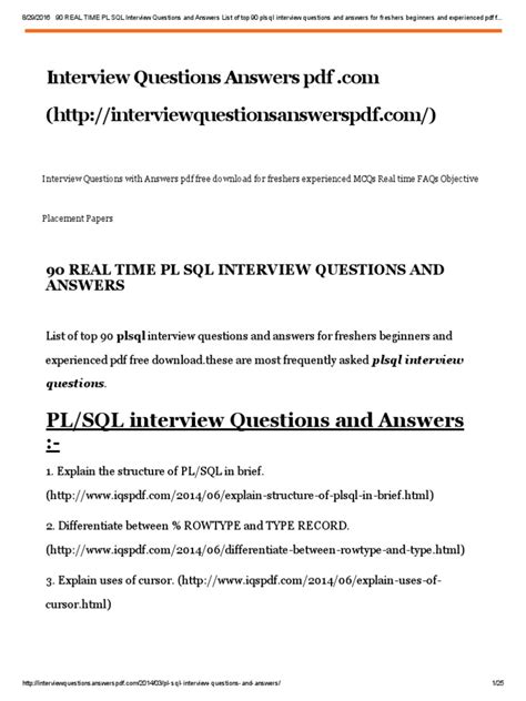 90 real time pl sql interview questions and answers list of top 90 plsql interview questions and