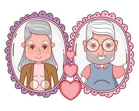 Abuelos Lindos Pareja De Dibujos Animados Vector Premium