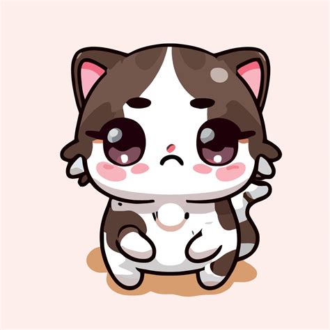 Cute Cat Illustration Cat Kawaii Chibi Vector Drawing Style Cat Cartoon
