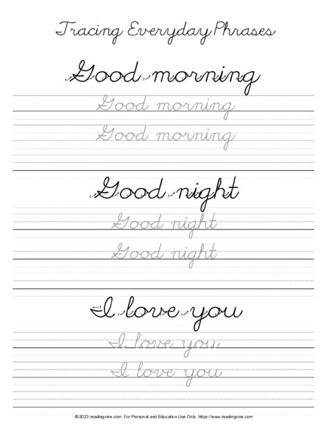 Cursive Writing Practice Sheets PDF ReadingVine