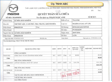 Mẫu Lệnh Sửa Chữa Xe Ô Tô Hướng Dẫn Chi Tiết Trung Tâm Đào Tạo Lái