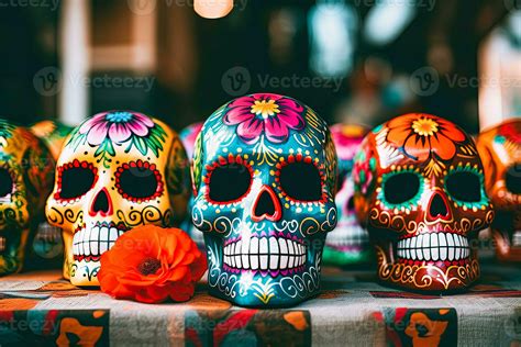 Dia De Los Muertos Or Day Of The Dead Calavera Sugar Skull Souvenirs On