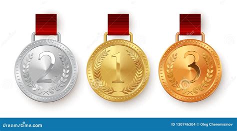 Medalhas Do Ouro Do Prata E As De Bronze Do Vetor As Fitas