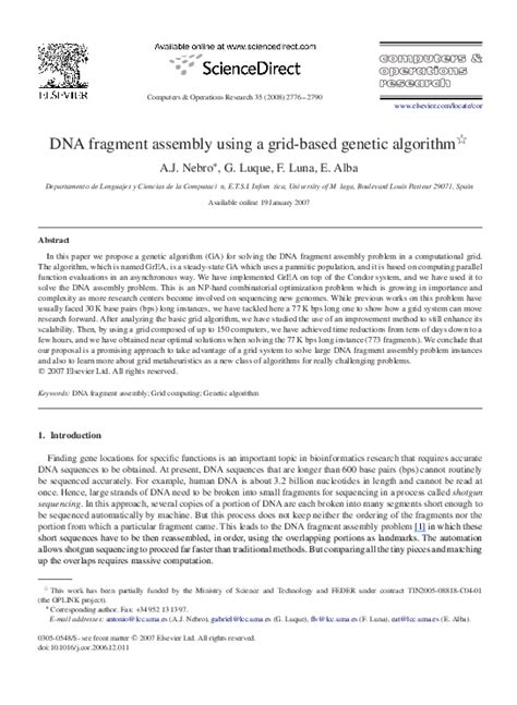 pdf dna fragment assembly using a grid based genetic algorithm francisco parra luna