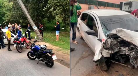 Motorista Perde Controle Do Carro E Colide Poste De Energia No