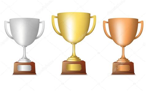 Golden Silver Bronze Trophy Set Stock Vector Image By Macrovector