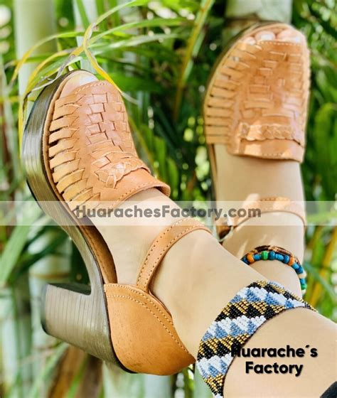 Zs00960 Huaraches Mexicanos Artesanales Color Tan Abierto Punta Altura