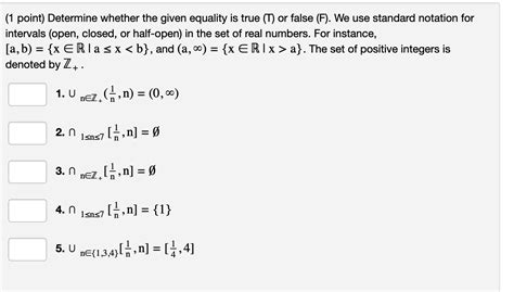 solved 1 point determine whether the given equality is