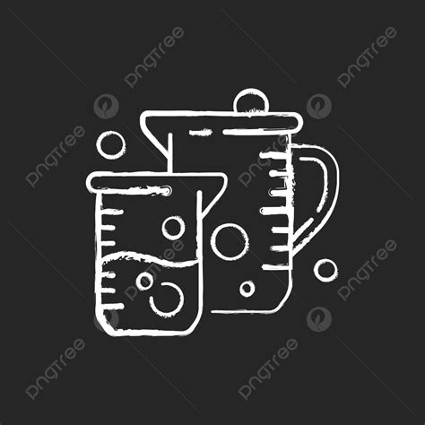 Vaso De Precipitados Icono Blanco Tiza Sobre Fondo Negro Vector Logo De