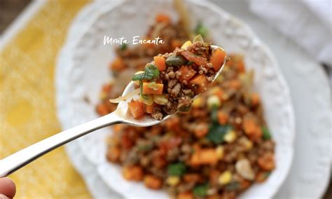Carne Moída Refogada Cenoura e Milho hum Monta Encanta