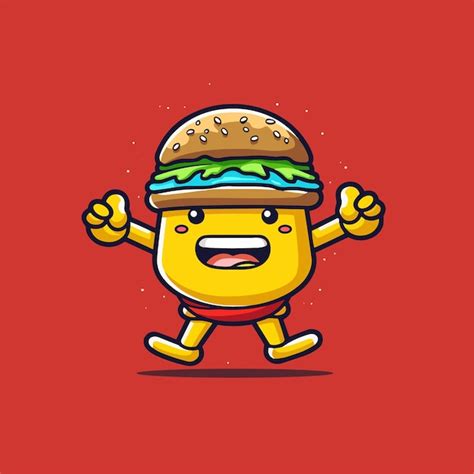 Une Illustration De Dessin Animé D un Hamburger Avec Un Visage Humain