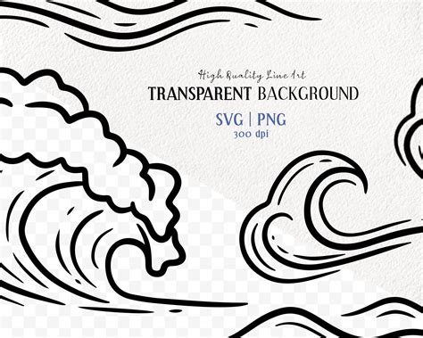 32 Waves Vector Clipart Hand Drawn Wave Line Graphics Beach Etsy