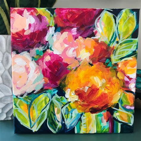 Learn How To Paint Easy Abstract Flowers On Canvas With Acrylic Paint