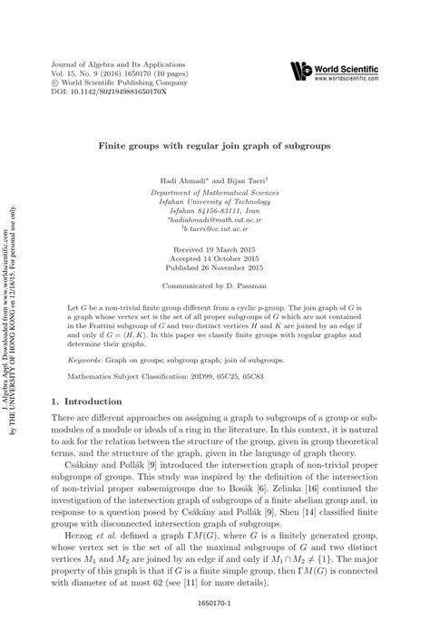 pdf finite groups with regular join graph of subgroups