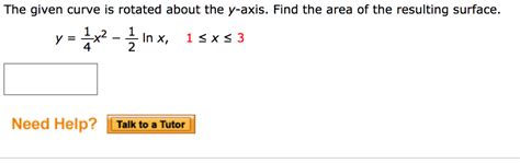 solved the given curve is rotated about the y axis find the