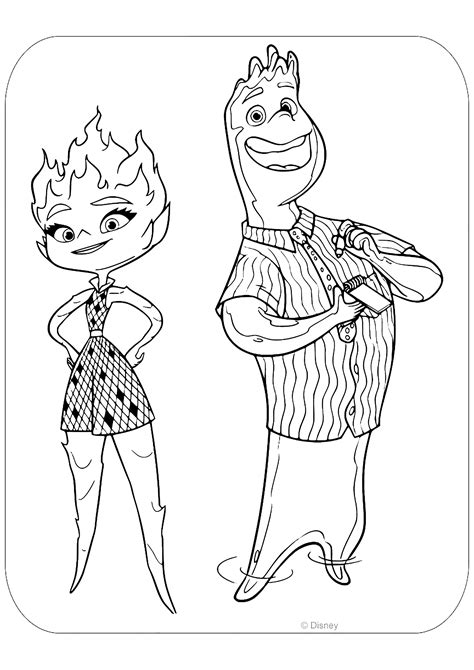 Printable Coloring Pages Elemental Pixar Disney Ember And Wade Coloring