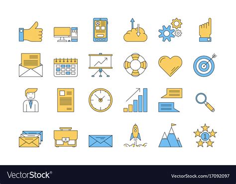 Linear Color Icon Set Business Royalty Free Vector Image