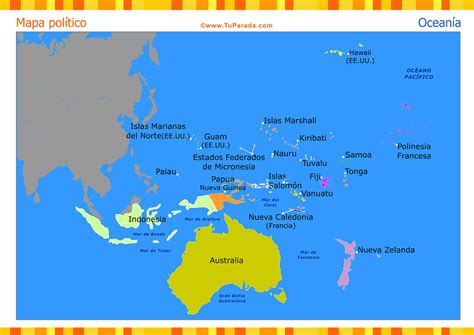 Mapa De Oceania Con Nombres