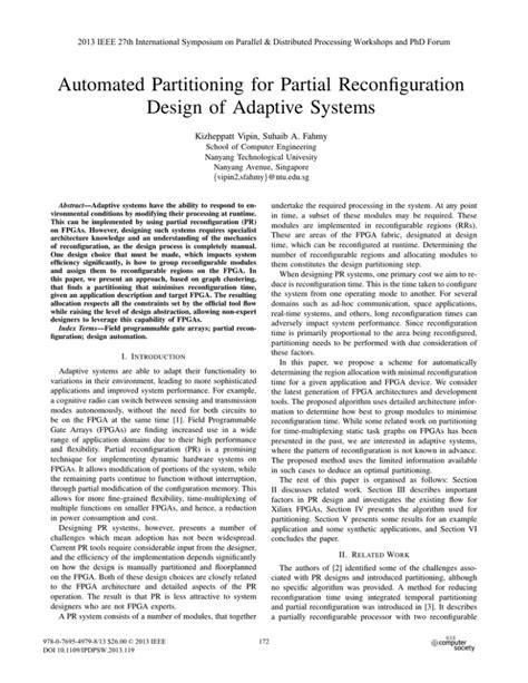 automated partitioning for partial reconﬁguration design of adaptive systems
