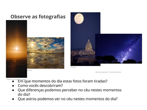 Plano de aula 3o ano Observação do céu durante o dia e durante a noite