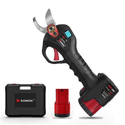 KOMOK Sécateur électrique sans fil avec écran LED 2 coupe branches d