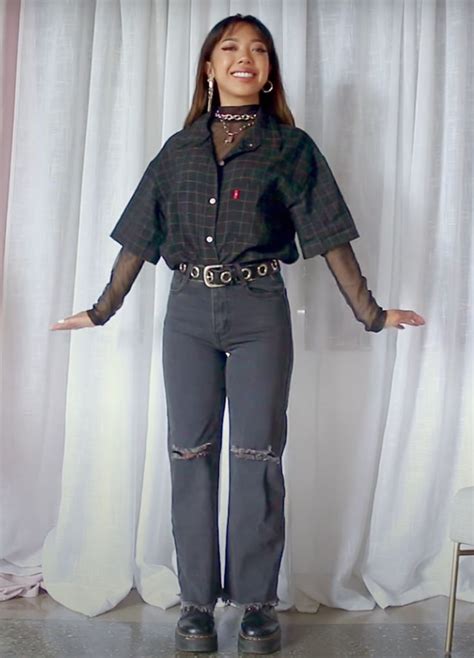 Pin By Rose Krajcik On Grunge Outfits In Sheer Shirt Outfits