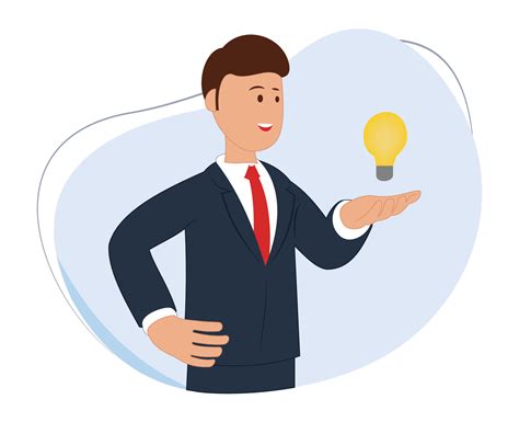 Cartoon Man With A Light Bulb In His Hand Cartoon Businessman With