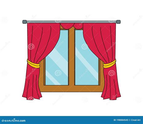 Curtain And Window Clip Art Illustration Vector Isolated Stock Vector