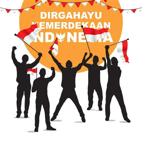 Silhouettes Of People Holding Indonesian Flag Suitable For Indonesia