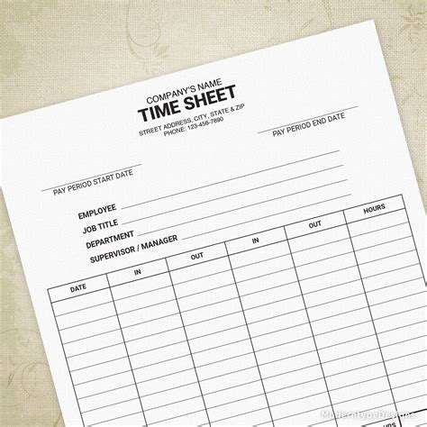 Free Printable Monthly Time Sheets Pdf