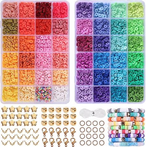 Zepitniy 4877 Pièces Perles Plates pour Bracelet 48 Couleurs Perles
