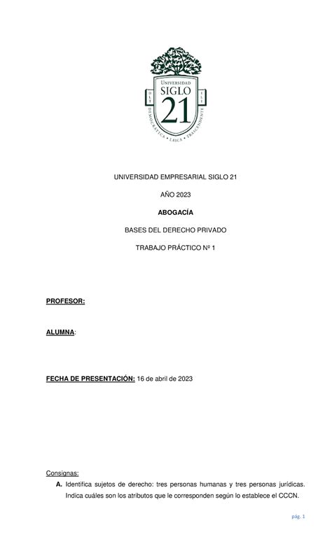 TP N1 Bases Del Derecho Privado Nota 95 Pg 1 UNIVERSIDAD